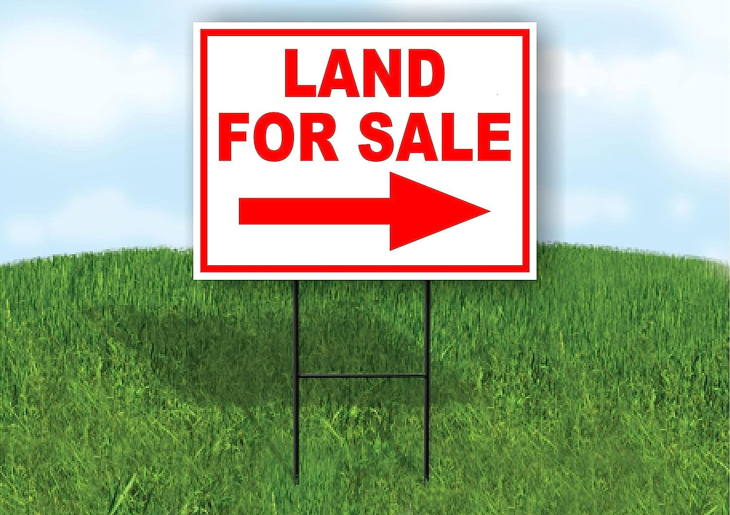 Single Sided Sign Land for Sale Right Arrow red Yard Sign Road Sign ...