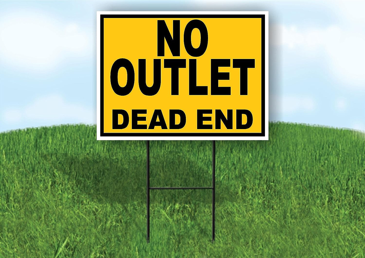 Single Sided Sign NO OUTLET DEAD END YELLOW BLACK Yard Sign ROAD SIGN ...