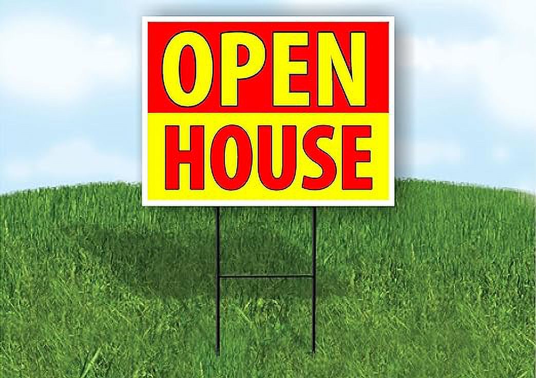 Single Sided Sign Open House RED Yellow Yard Sign Road Sign with Stand ...
