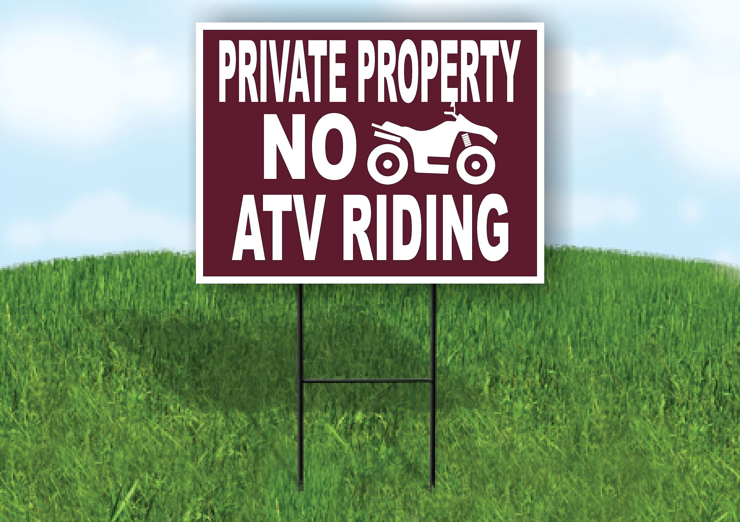Single Sided Sign PRIVATE PROPERTY NO ATV BROWN Yard Sign ROAD SIGN ...