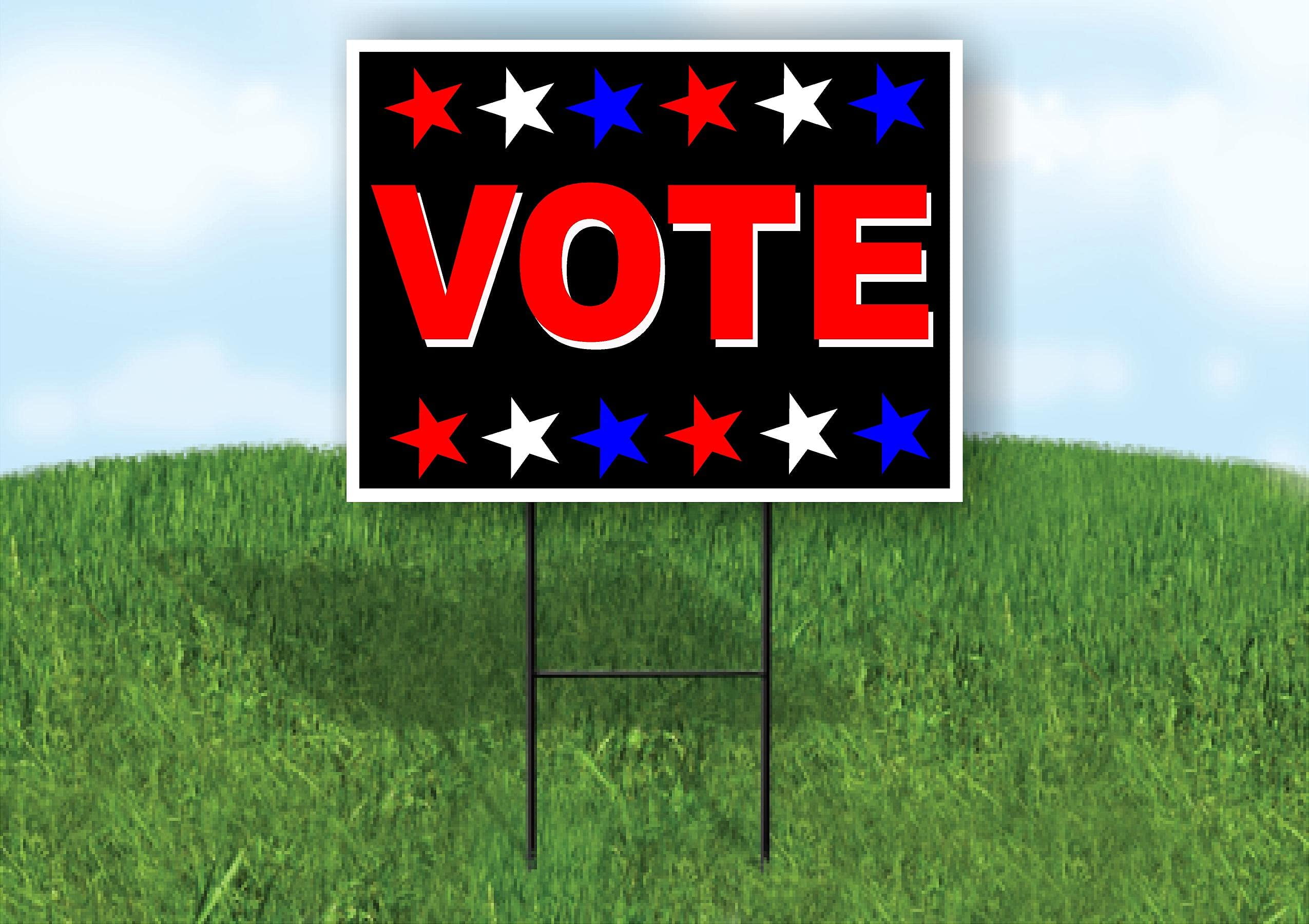 Single Sided Sign VOTE RED WHITE BLUE STARS Yard Sign ROAD SIGN with ...