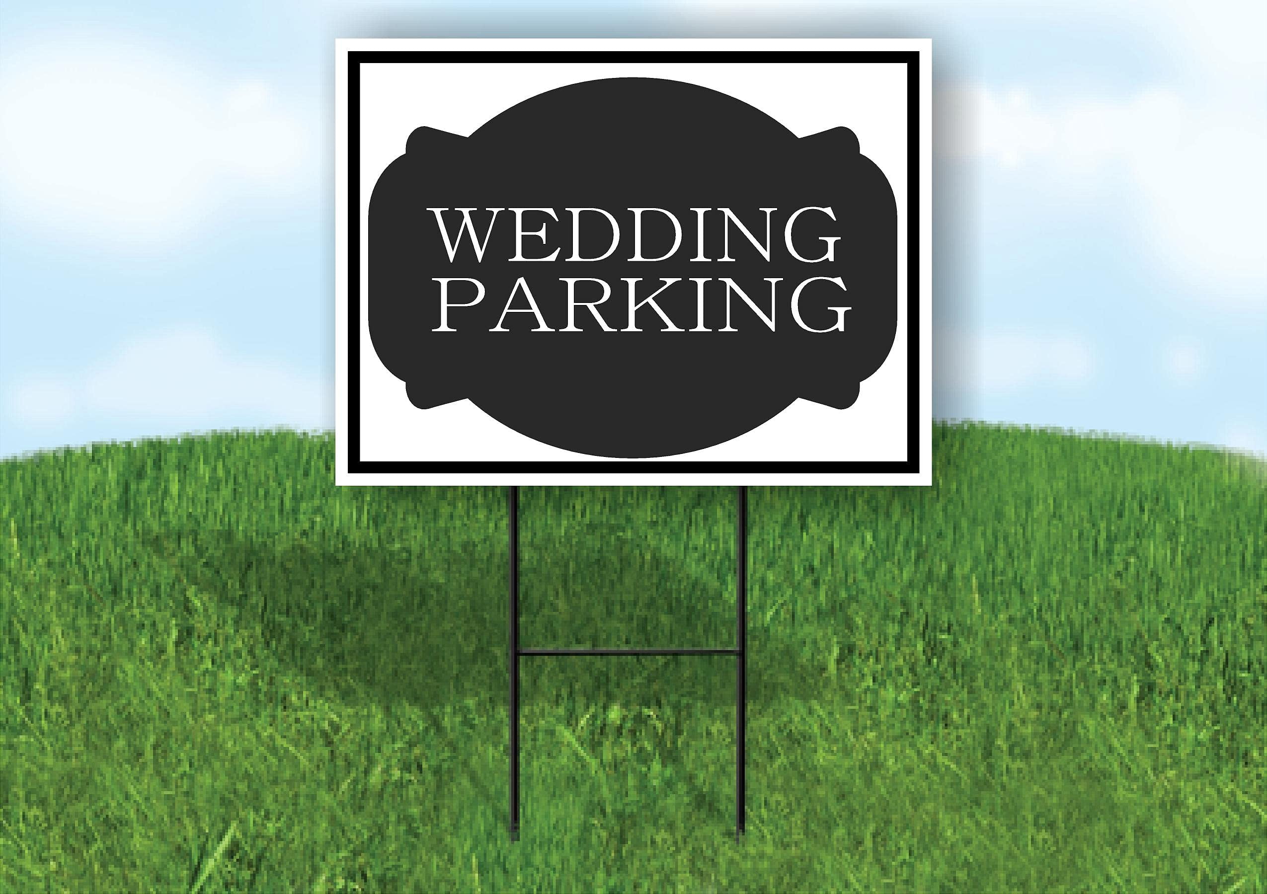 Single Sided Sign WEDDING PARKING BLACK TAG Yard Sign ROAD SIGN with ...