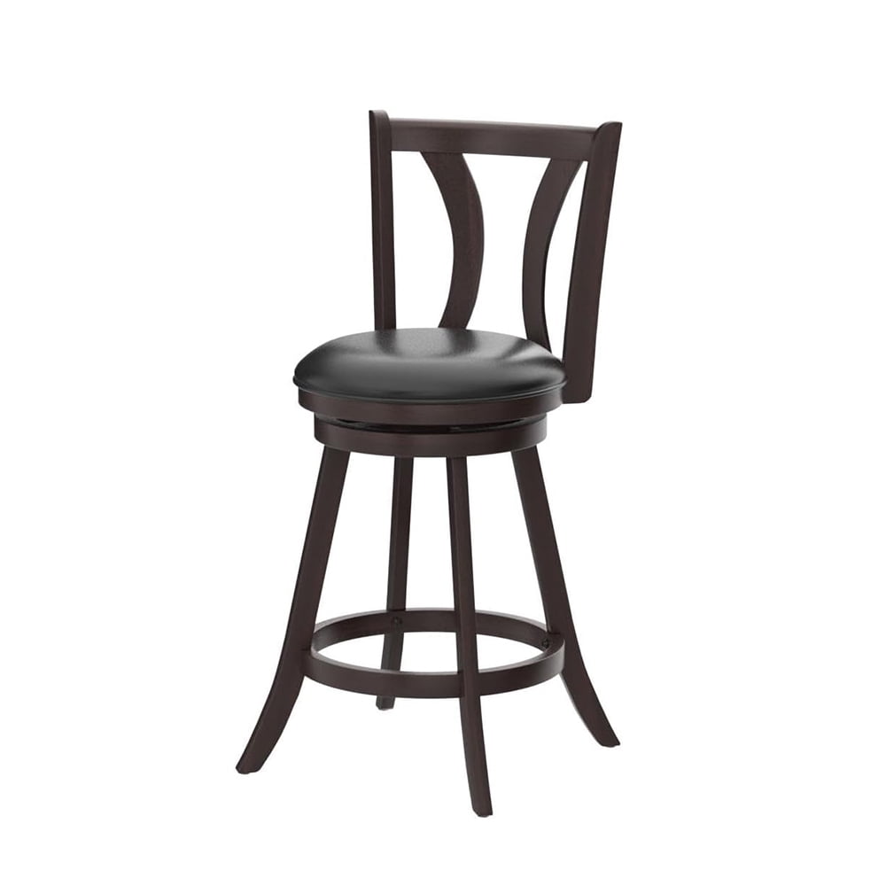 Single Slat Back Bar Stools, 360-Degree Swivel Stools with Leather ...
