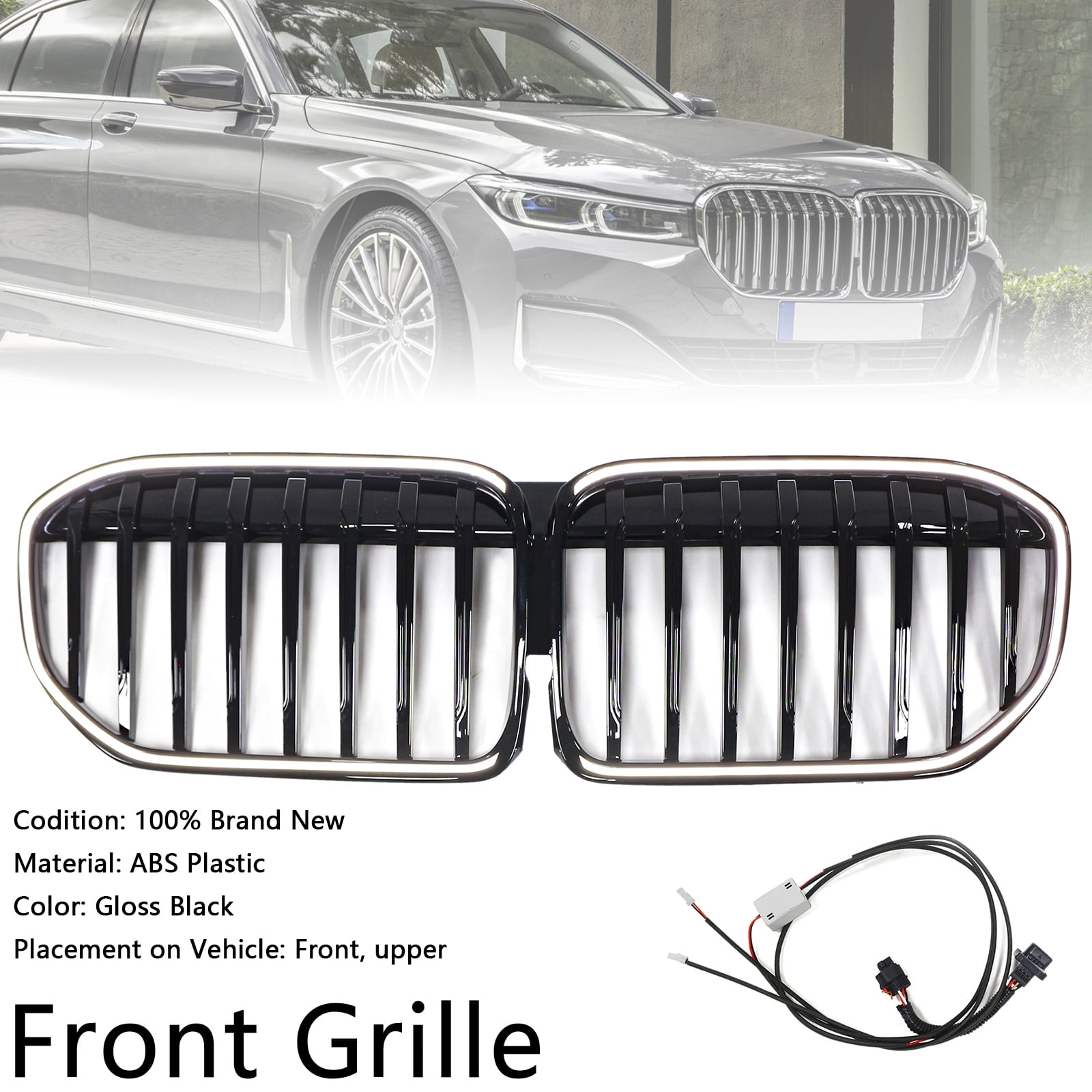 Single Slat Gloss Black Front Grill Grille Fit for BMW 7 Series G11 G12 ...