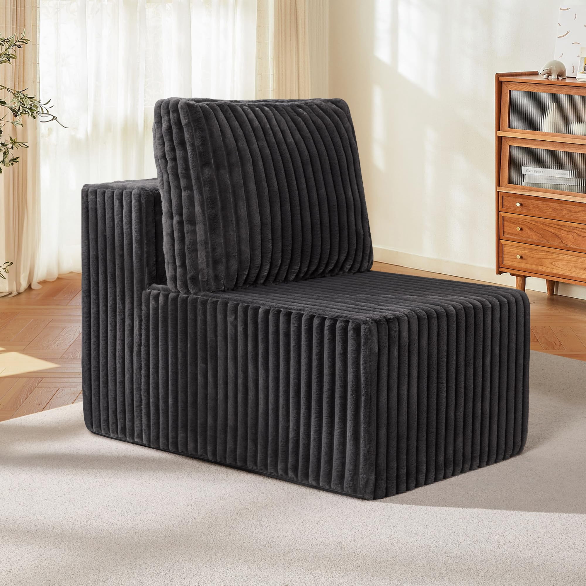 Single Sofa 1 Seat Couch with Deep Seat Memory Foam Cloud Chair with ...