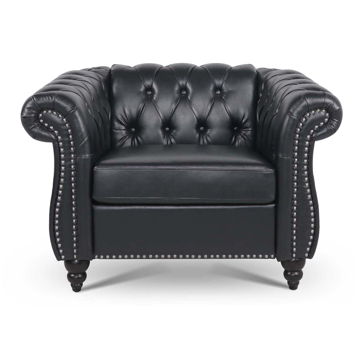 High Back Single Sofa Chair, Chesterfield Leather Accent Club Armchair ...