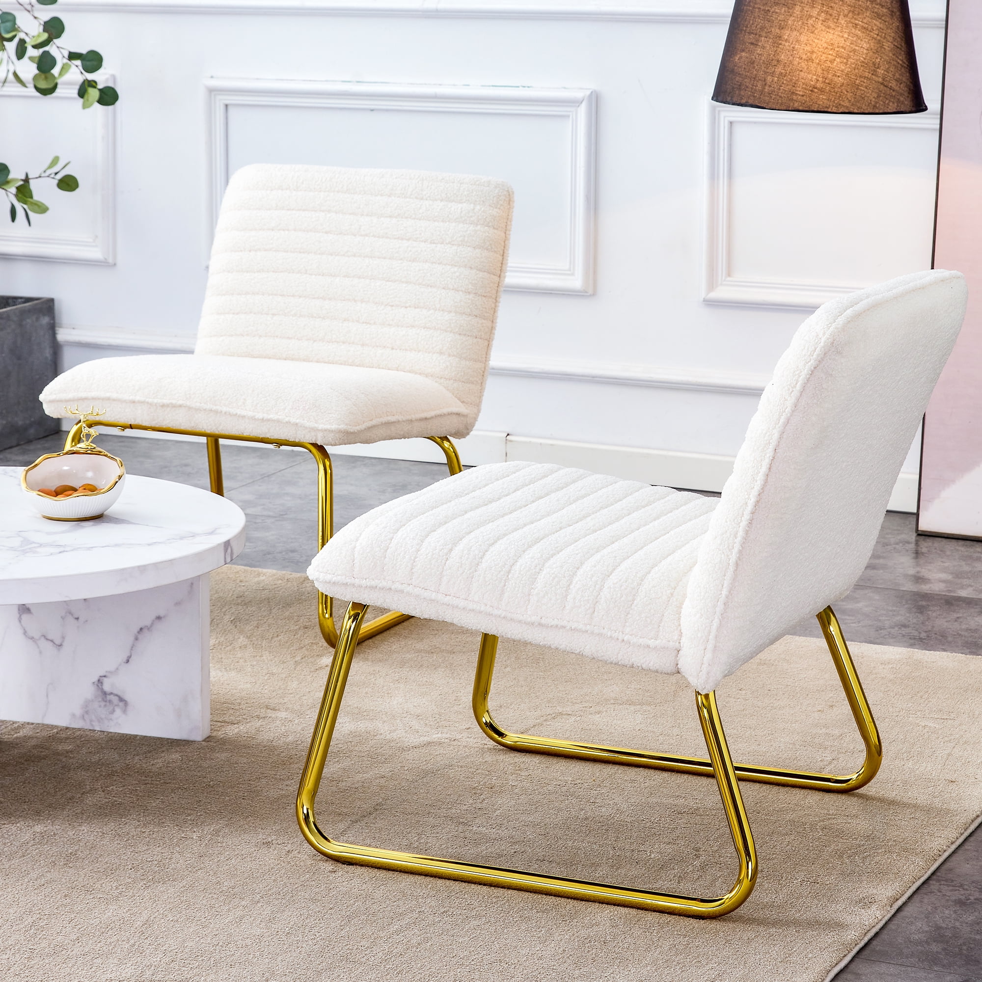Single Sofa Chair, Accent Chair With Golden Metal Legs, Anti-slip Pads ...