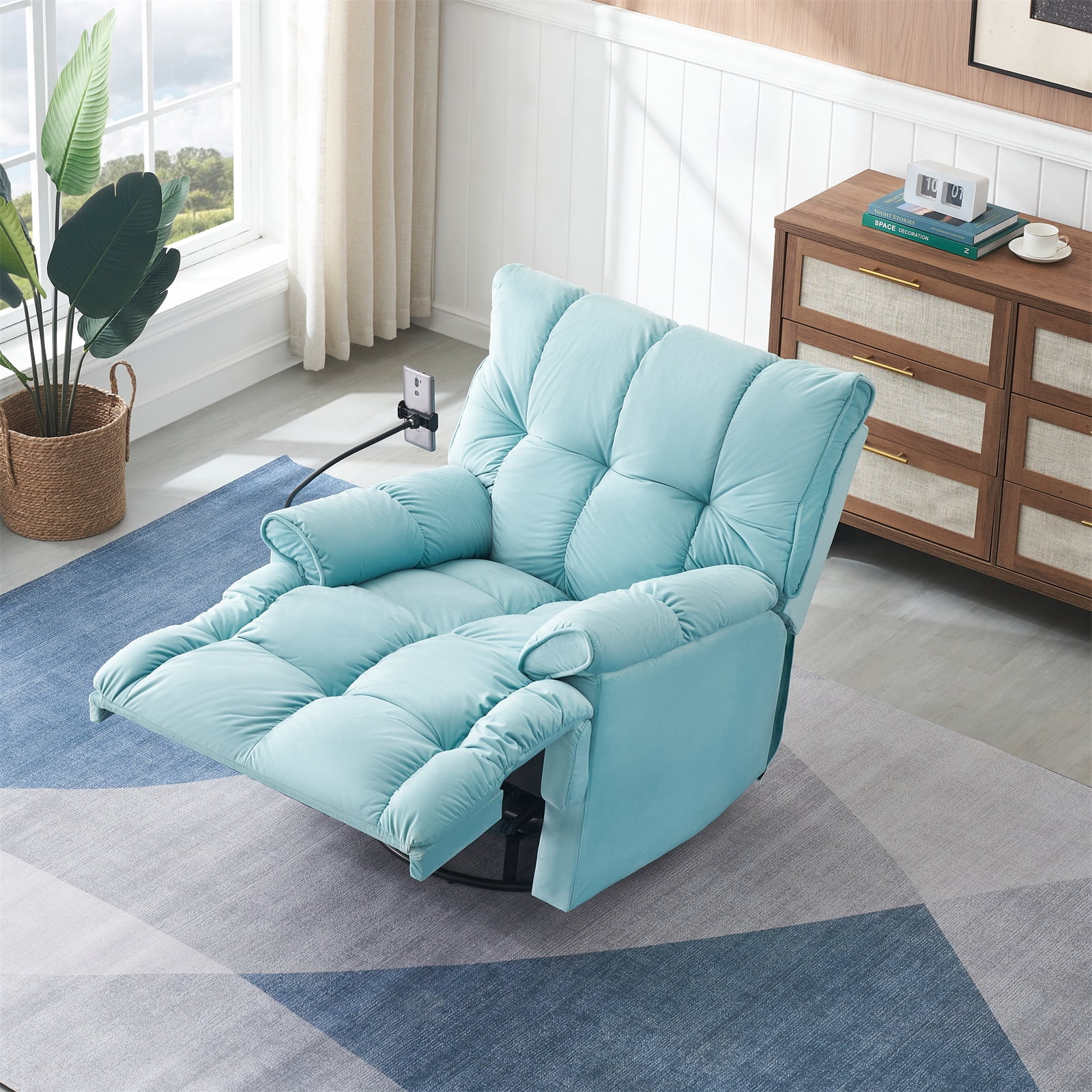 Single Sofa Chair with Comfortable Seat, Overstuffed Recliner Chair ...