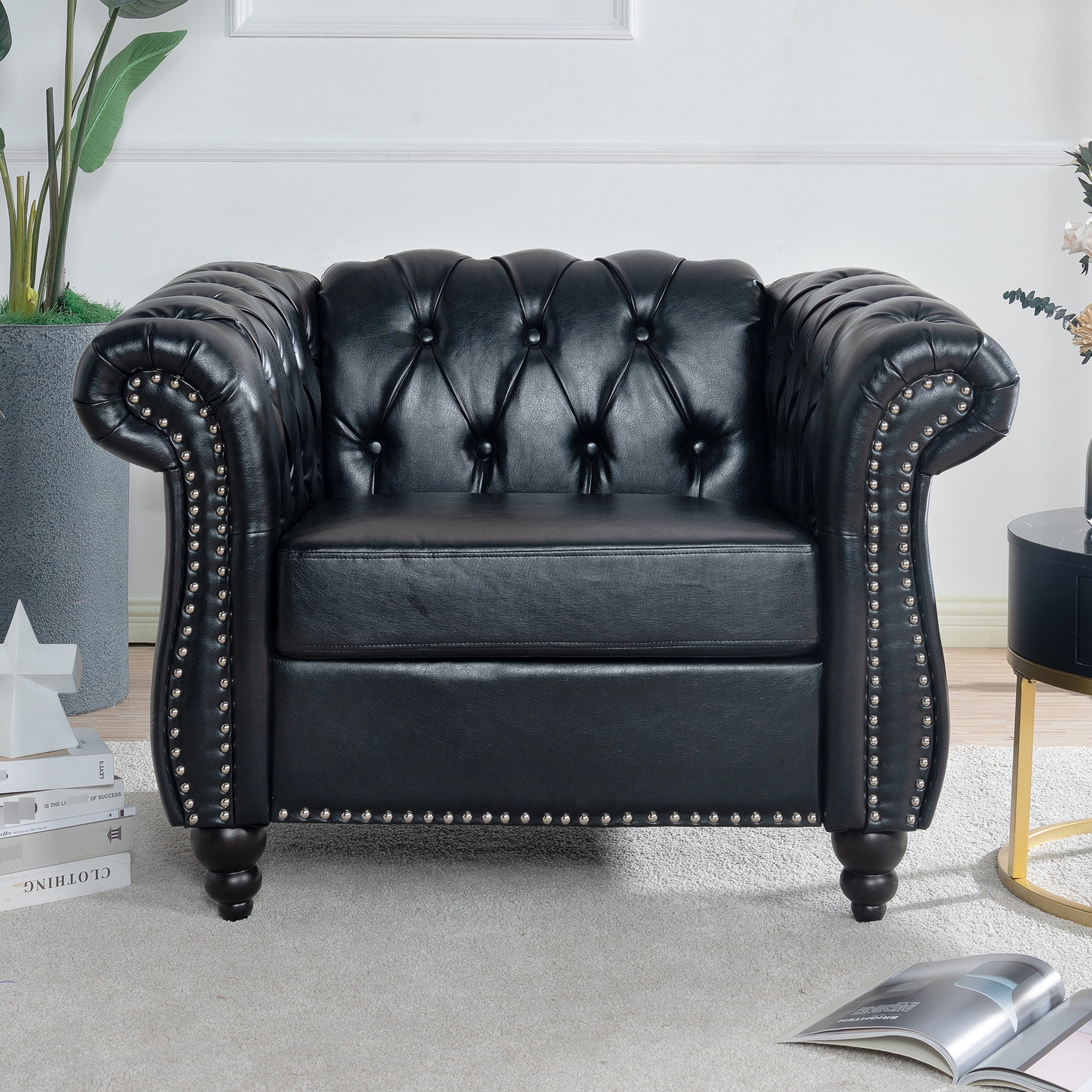 Single Sofa for Living Room Entertainment | Staggered Deep Pull Buckles ...