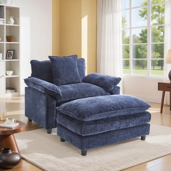 Oversized Comfy chair with Ottoman, Gexpusm 43.7" Modern Comfy ...