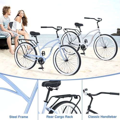 Single Speed Bicycles 26"Inch,Steel Frame, Wide Wheels for Stability ...