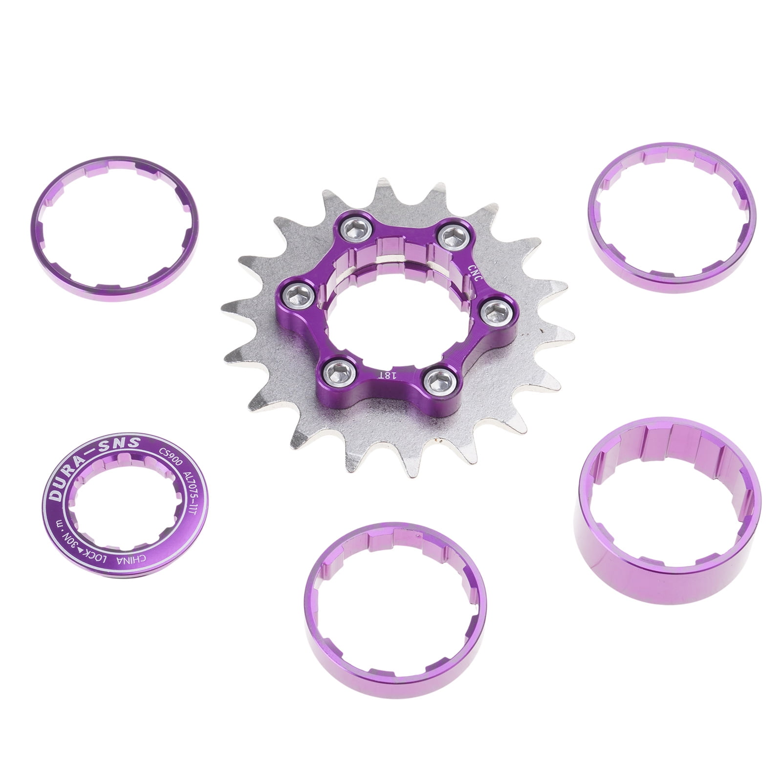 Single Speed Cassettes with Spacer and Locking Rings, 16T 18T Single ...