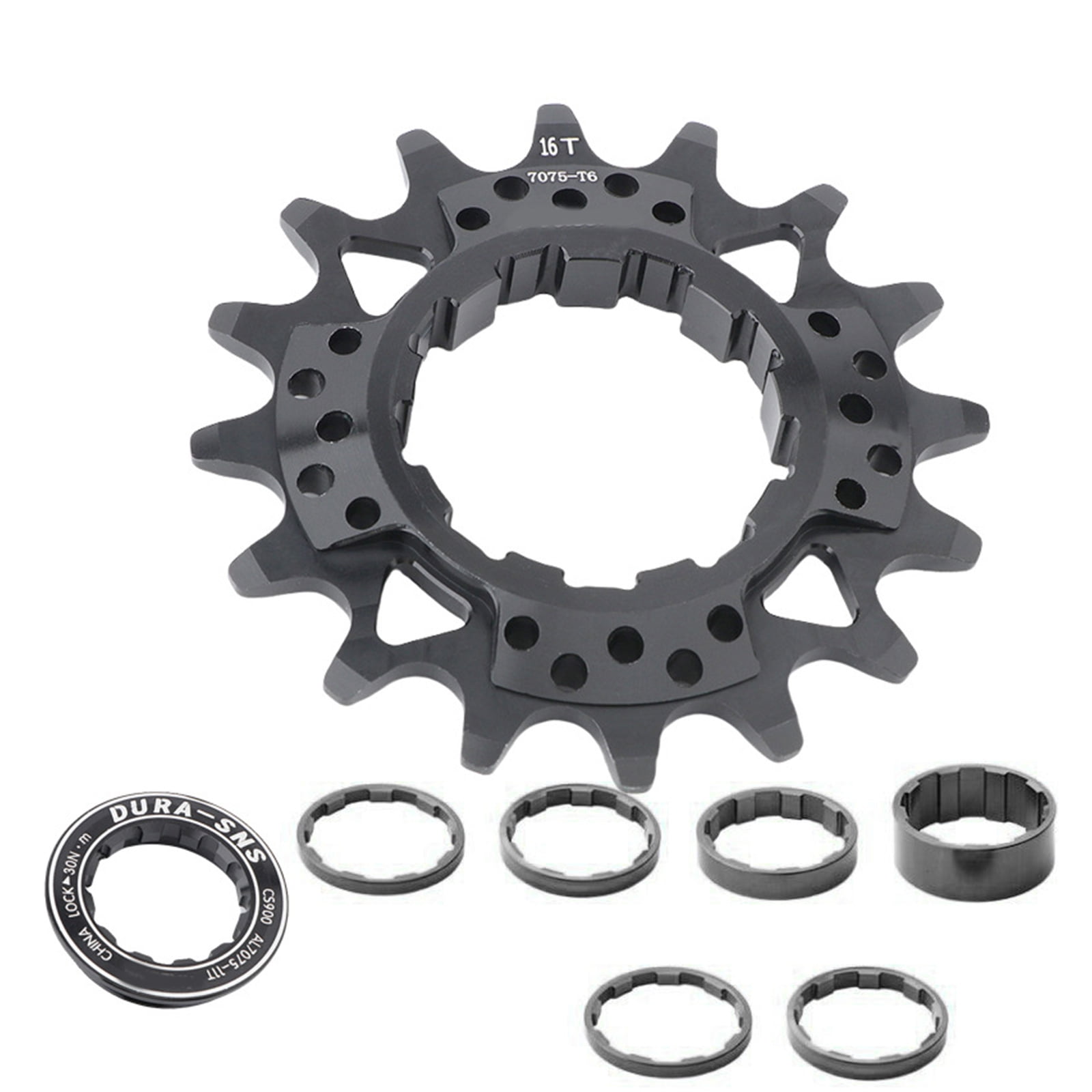 Single Speed Cassettes with Spacer and Locking Rings, 16T 18T Single ...