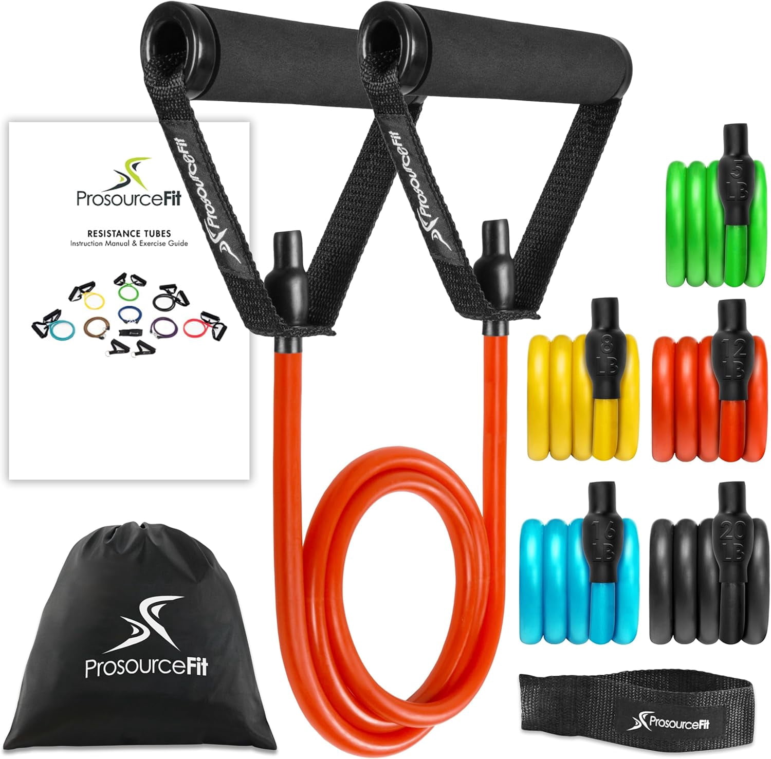 Single Stackable Resistance Bands with Door Anchor and Exercise Guide ...