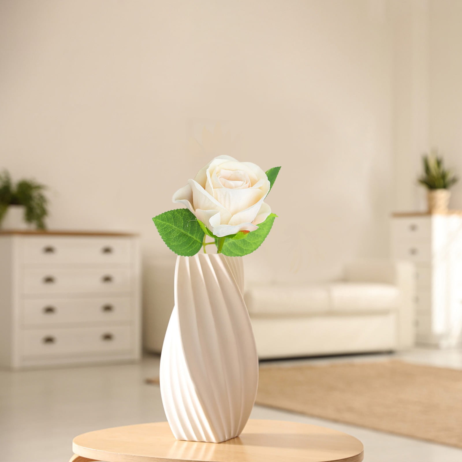 Single Stem Artificial Rose 21 Inch Lifelike Realistic Champagne Rose ...