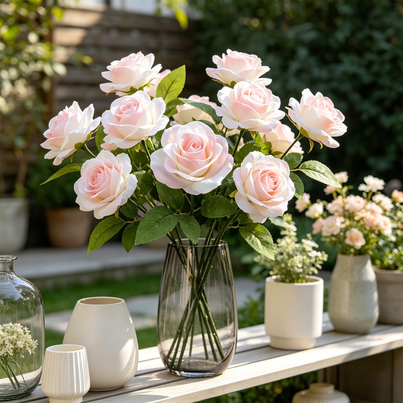 Single Stem Rose - Realistic Artificial Flower for Home Decor, Wedding ...