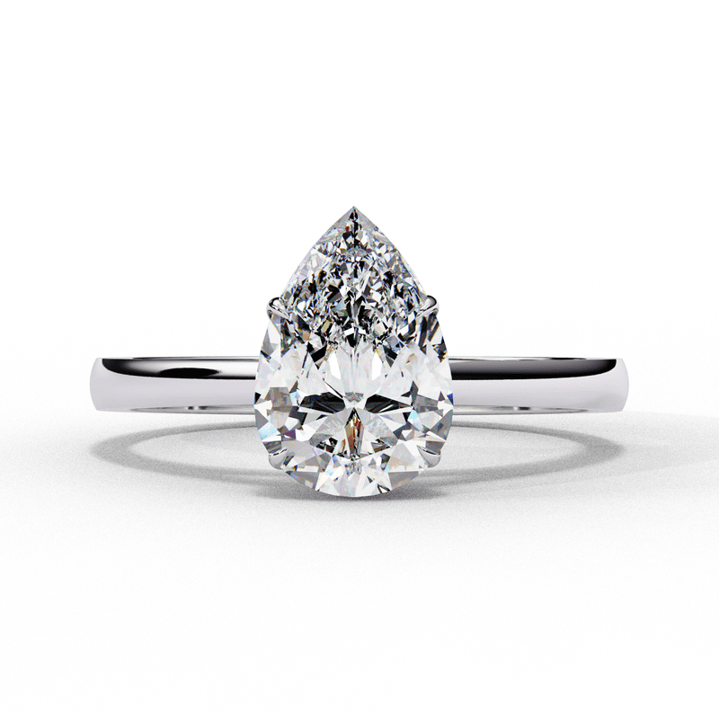 Single Stone Engagement Ring, 1.30 CT Pear Shape Lab Grown Diamond Ring ...