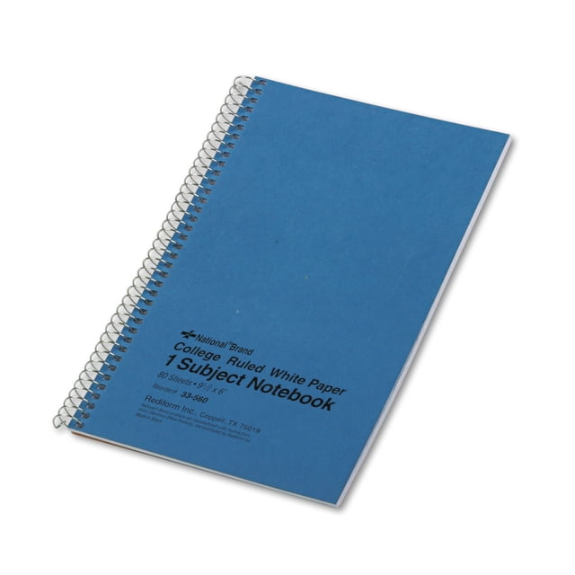 National Subject Wirebound Notebook College Rule 6 x 9 1/2 White 80 ...