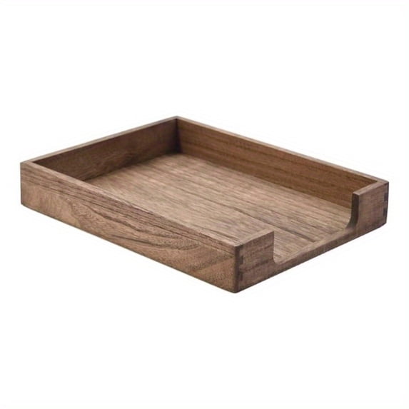 Single-Tier Wooden Letter Tray, Dark Brown Front-Load Document ...