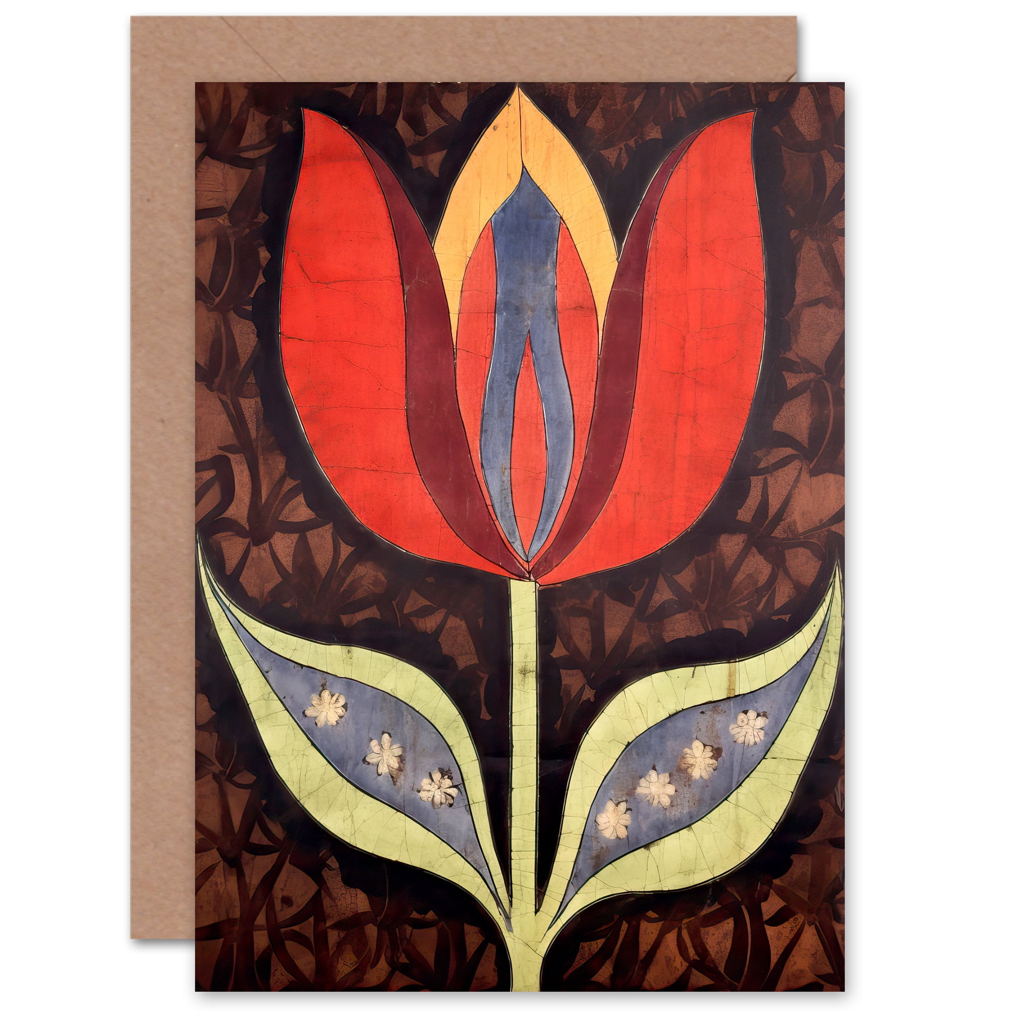 Single Tulip Flower Batik Folk Art for Wife Her Mum Sister Daughter Mom ...