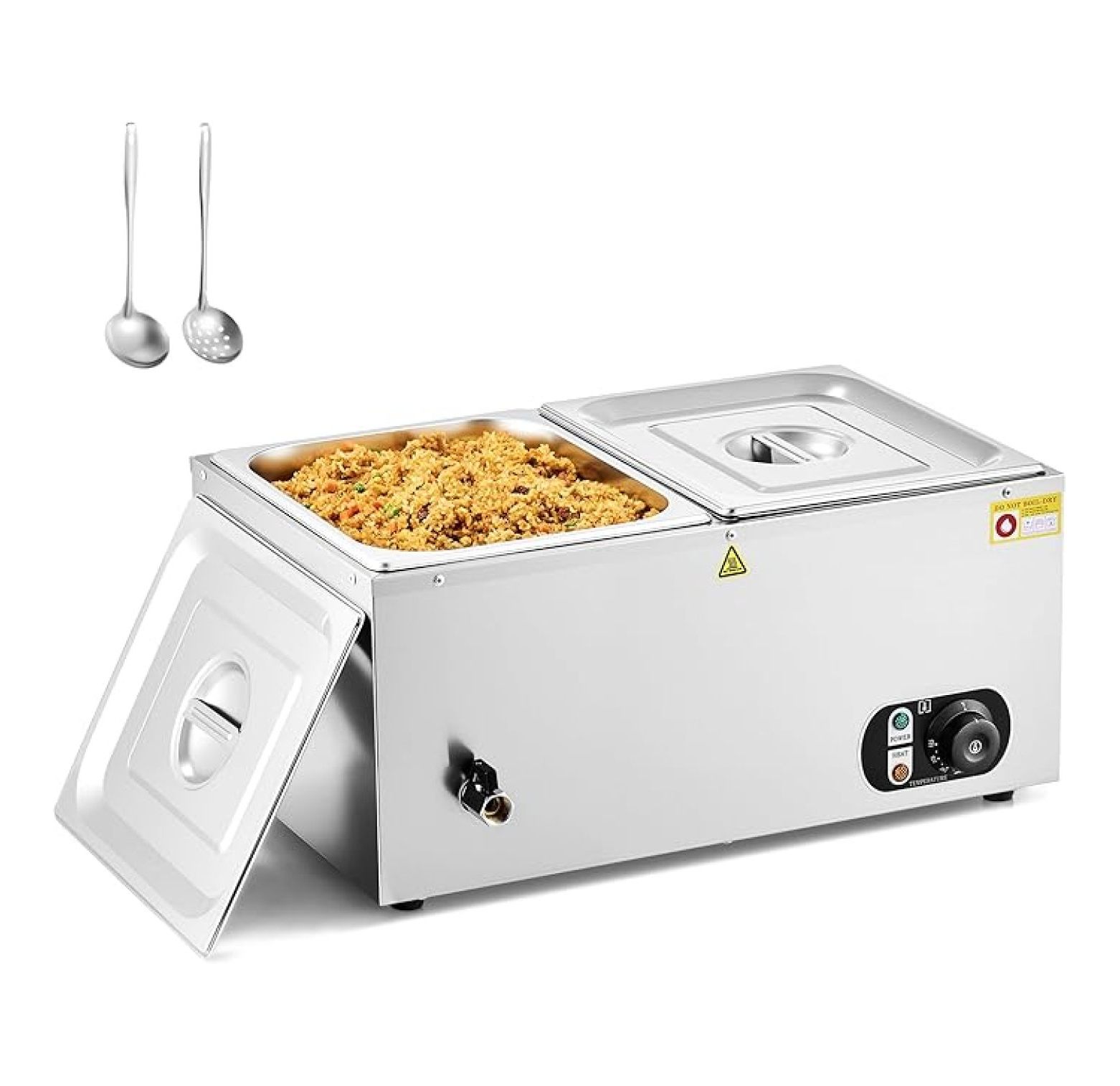 Single-Well Food Warmer with Two 1/2 Pans, Electric Warmer for Food ...