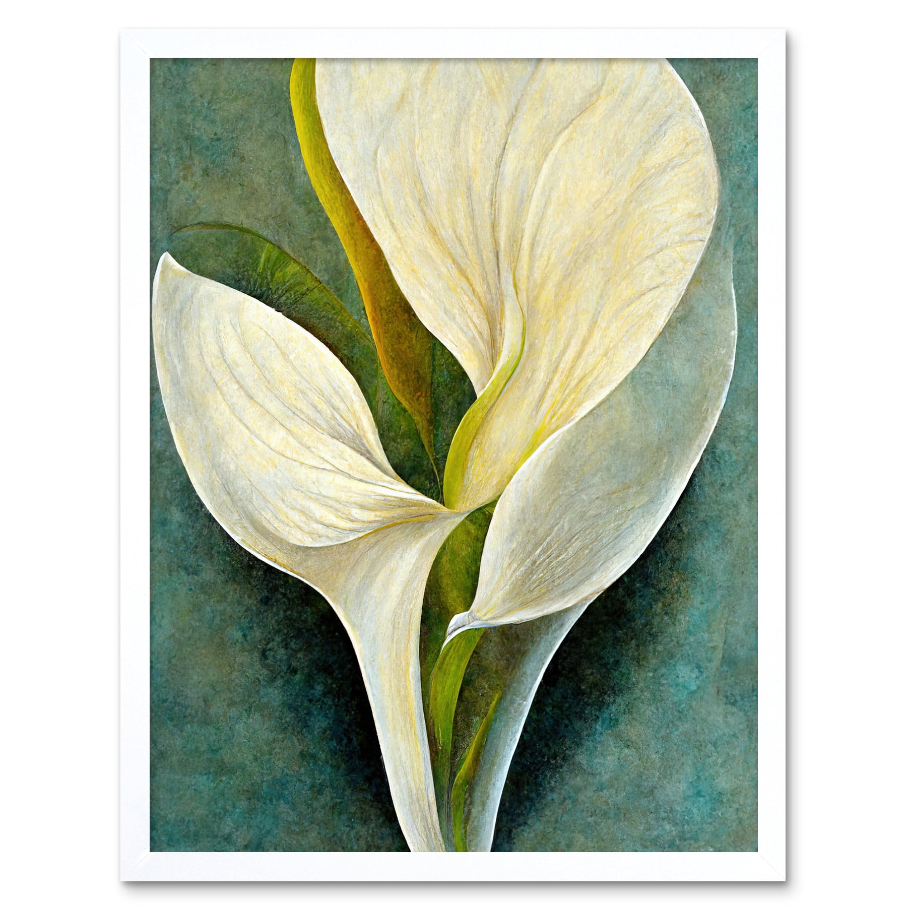 Single White Calla Lily Flower Petal Detail Modern Art Print Framed ...