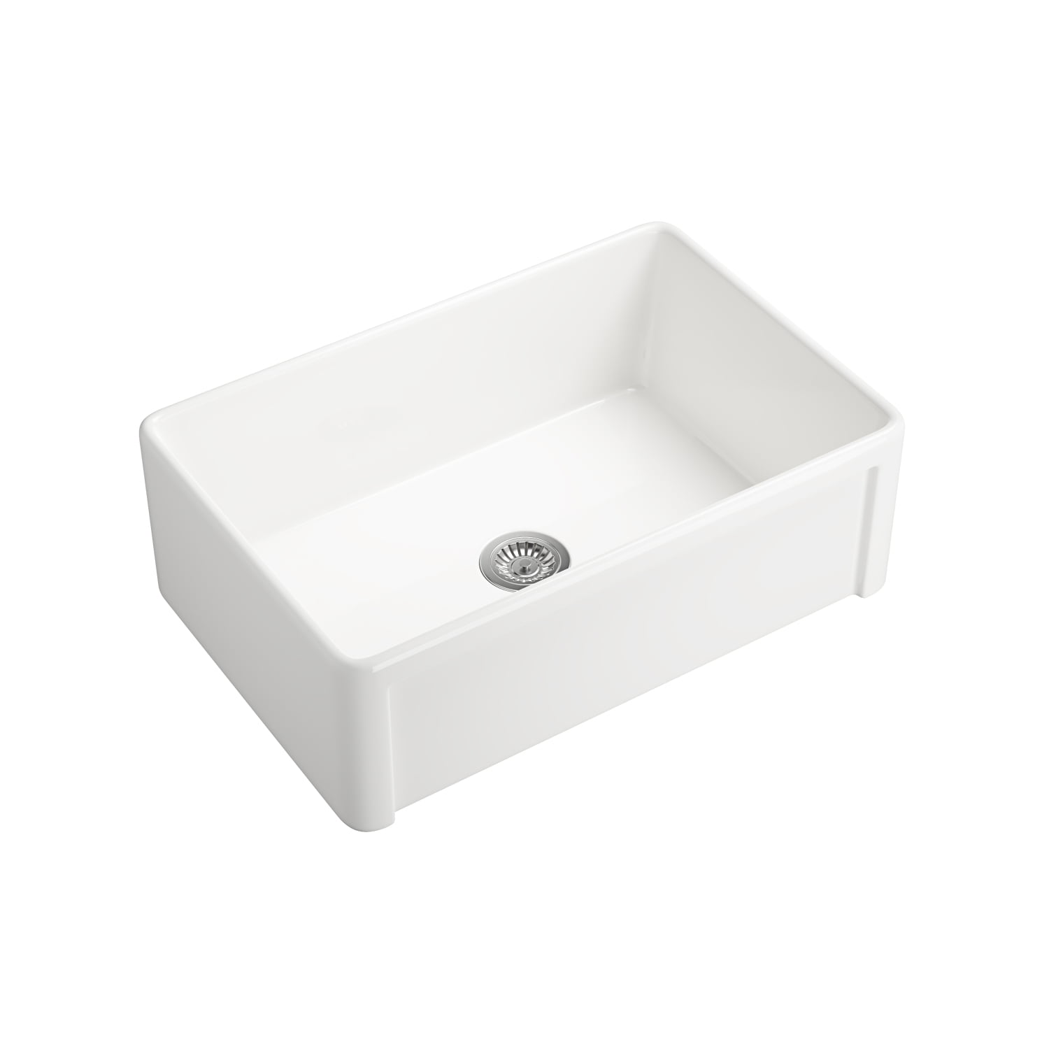 Single White Deep Undermount Farmhouse Kitchen Sink with Apron Front ...