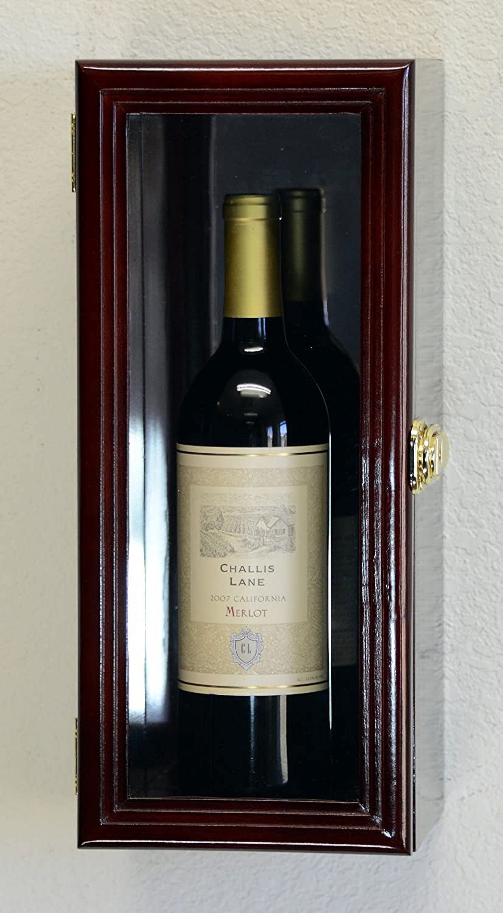 Single Wine Bottle Wall Display Case Cabinet Holder with Mirror Back ...