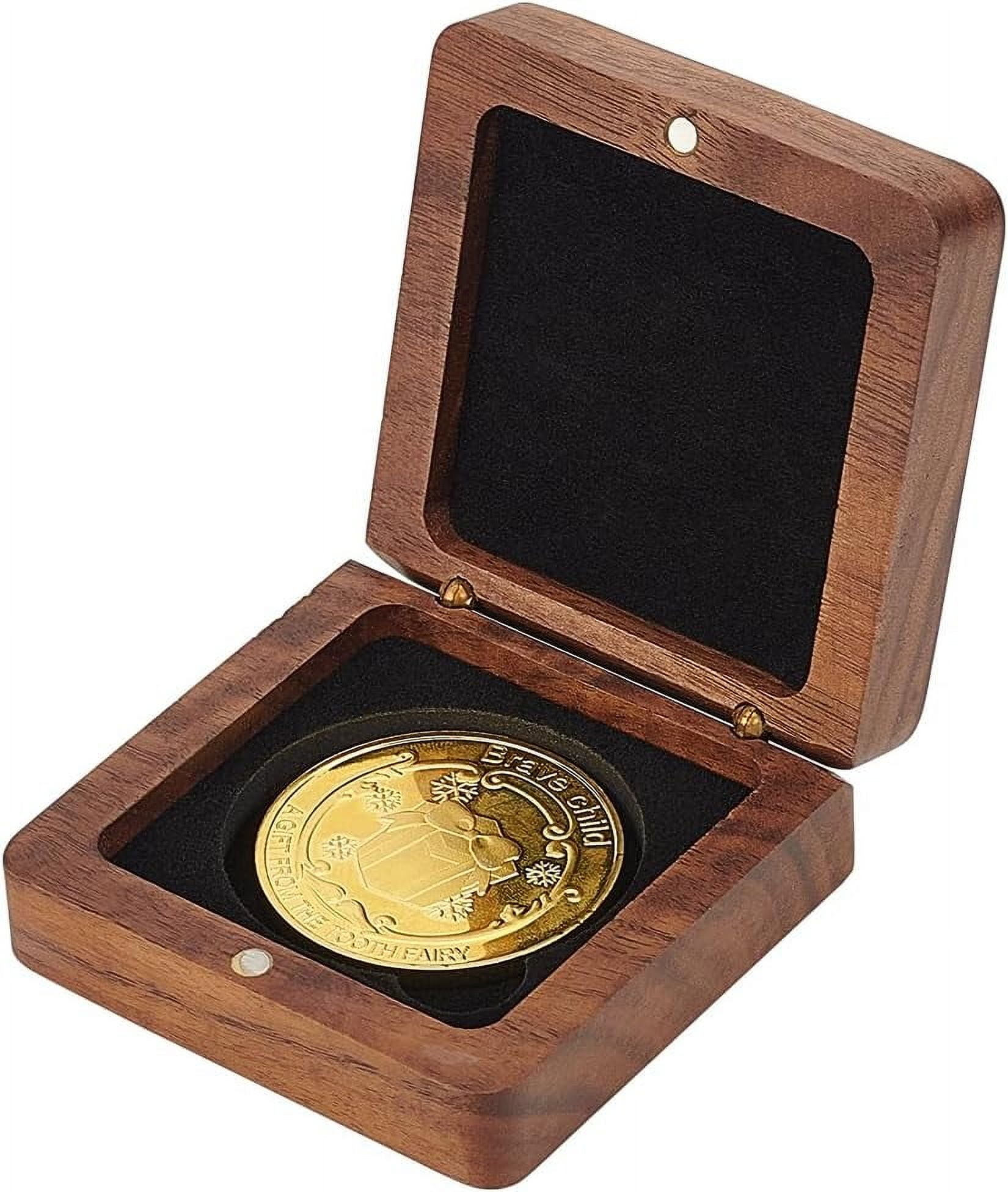 Single Wood Challenge Coin Presentation Display Gift Box with Black ...