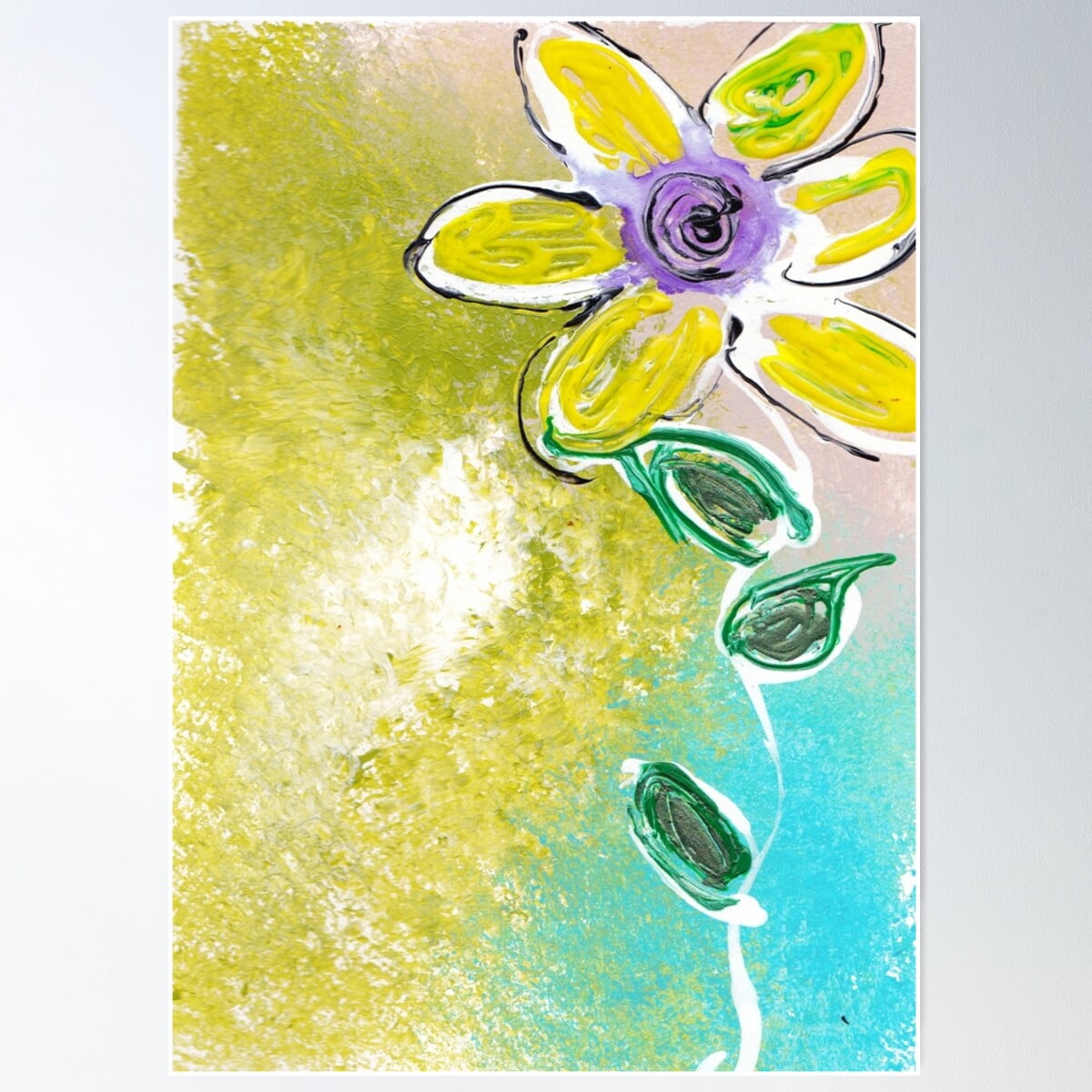 Single Yellow Flower - Art By Kathleen Tennant Poster Wall Art, Modern ...