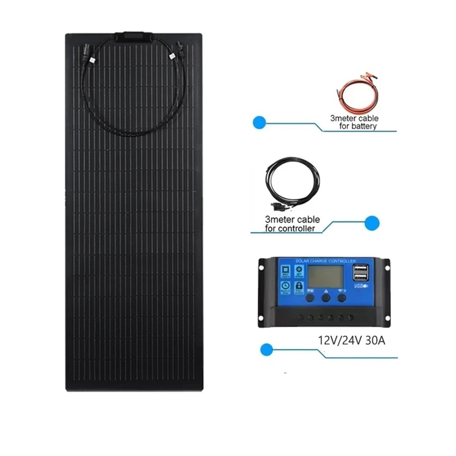 Single crystal solar panels Flexible Solar 200W 100W Panel Kit 18V ...