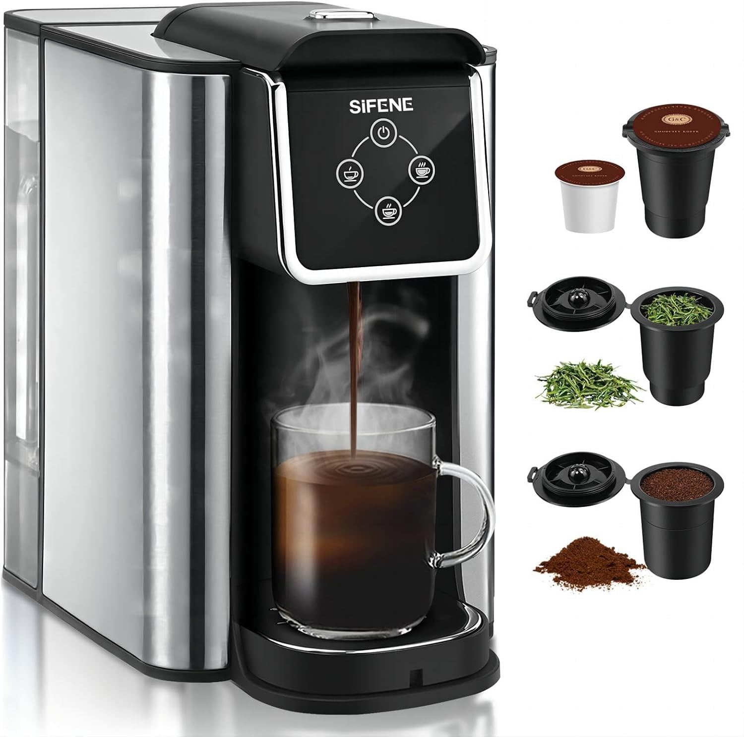 Single-cup Coffee Maker, 3-in-1 Fast Brew, Suitable for Coffee Pods ...