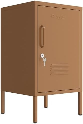 Single door End Table 2 Tier Narrow Side Table with Metal Frame ...