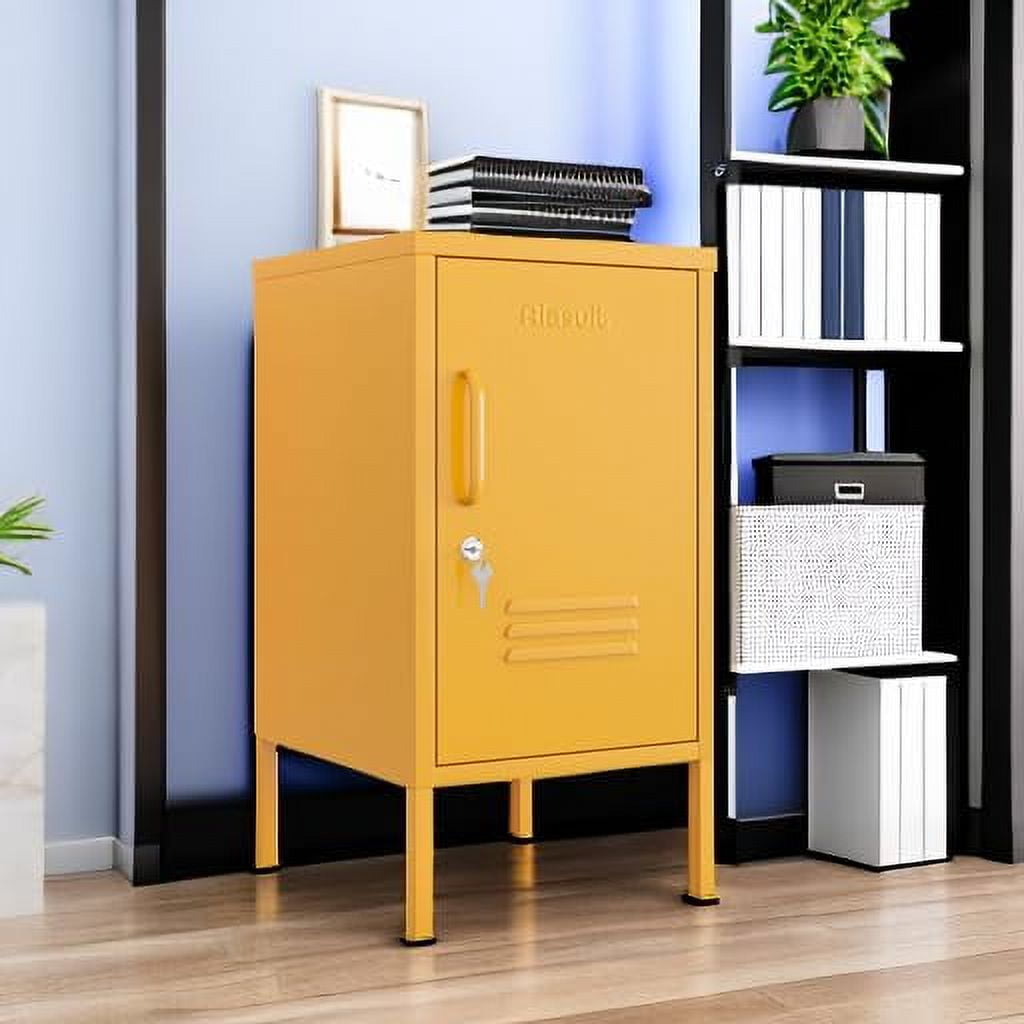 Single door Lockable Metal End Table Modern Storage Cabinet Minimalist ...