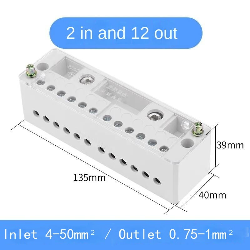Single-phase junction box 2 into 4/6/8/12/660V Outlet terminal box Household distribution box ...