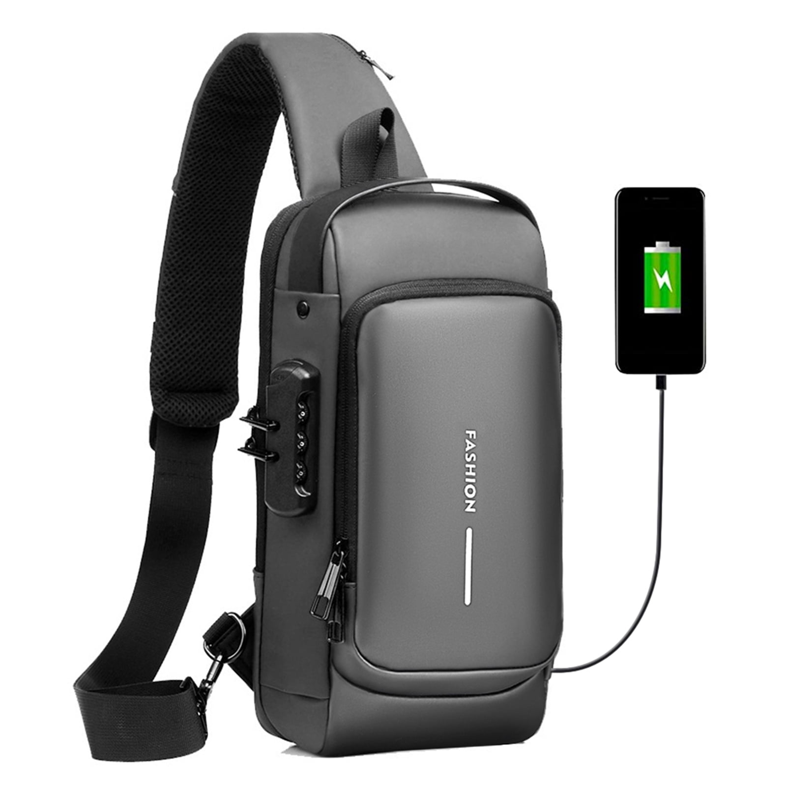 Single shoulder bag,With Usb Port Men With Lock With Lock Waterproof ...