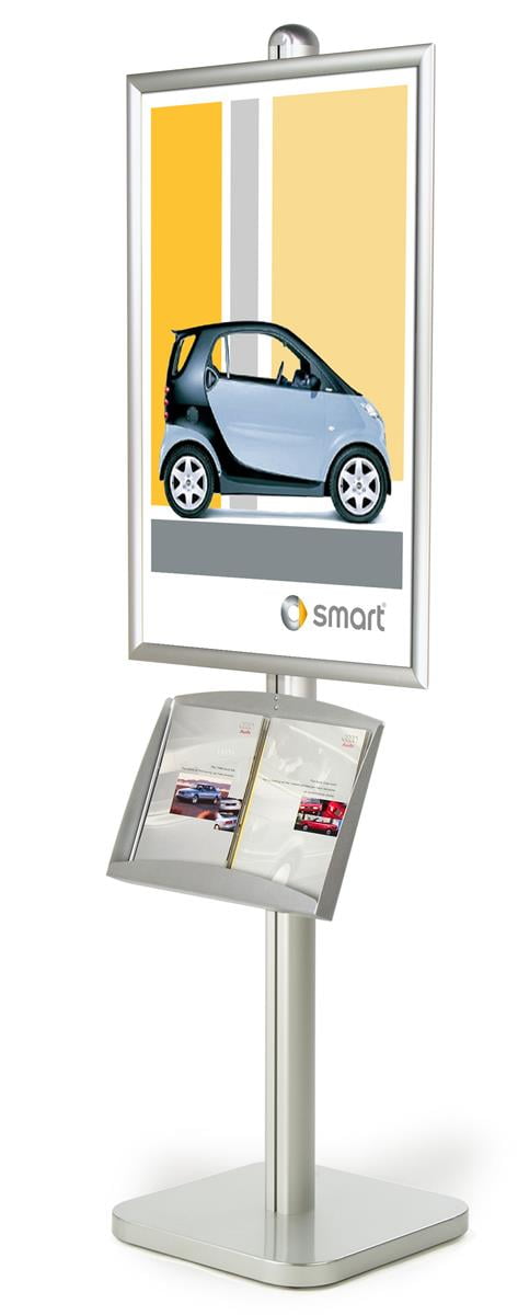 Single-sided Literature Dispenser & Poster Stand, Aluminum Construction ...