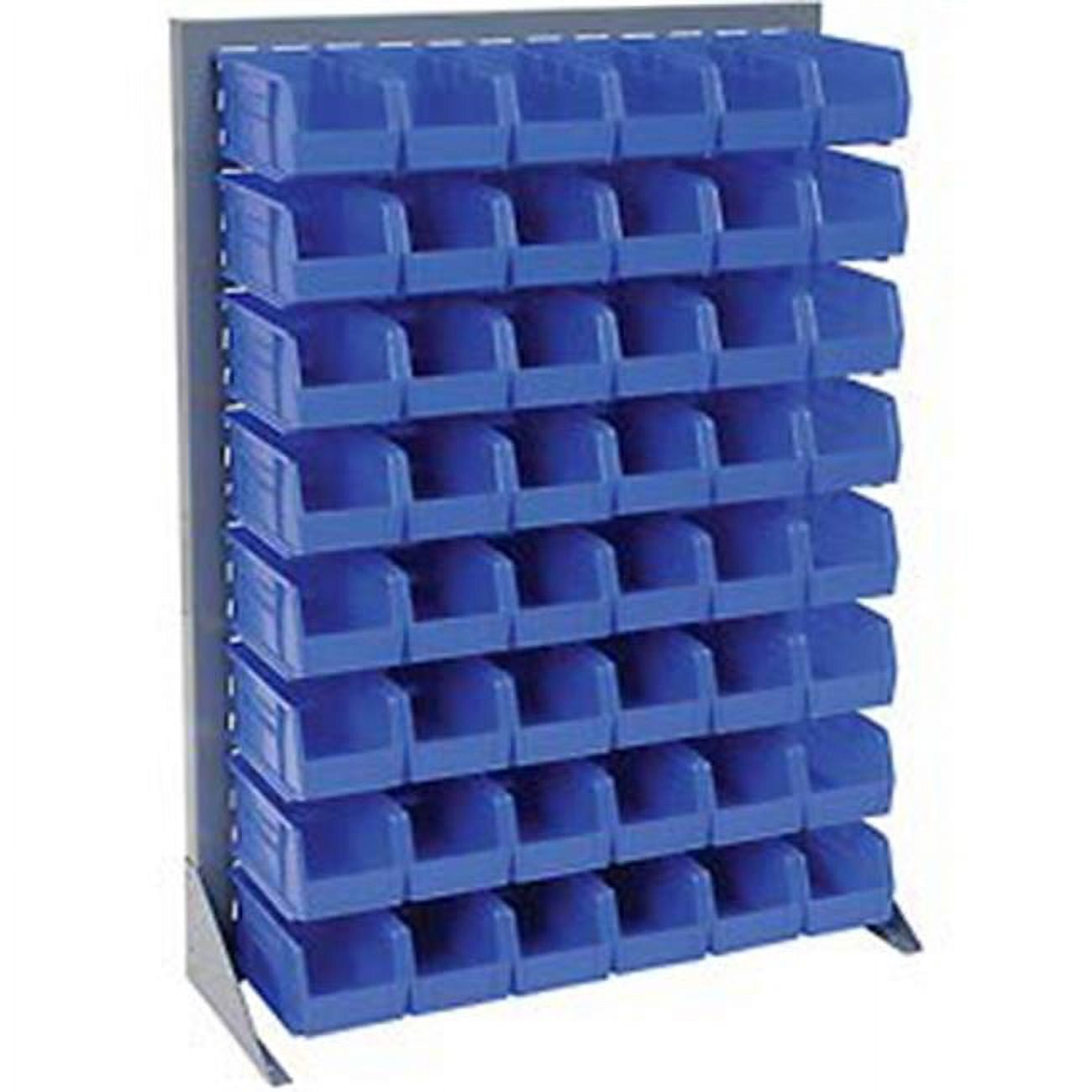 Singled Sided Louvered Bin Rack with 48 of Blue Premium Stacking Bins ...