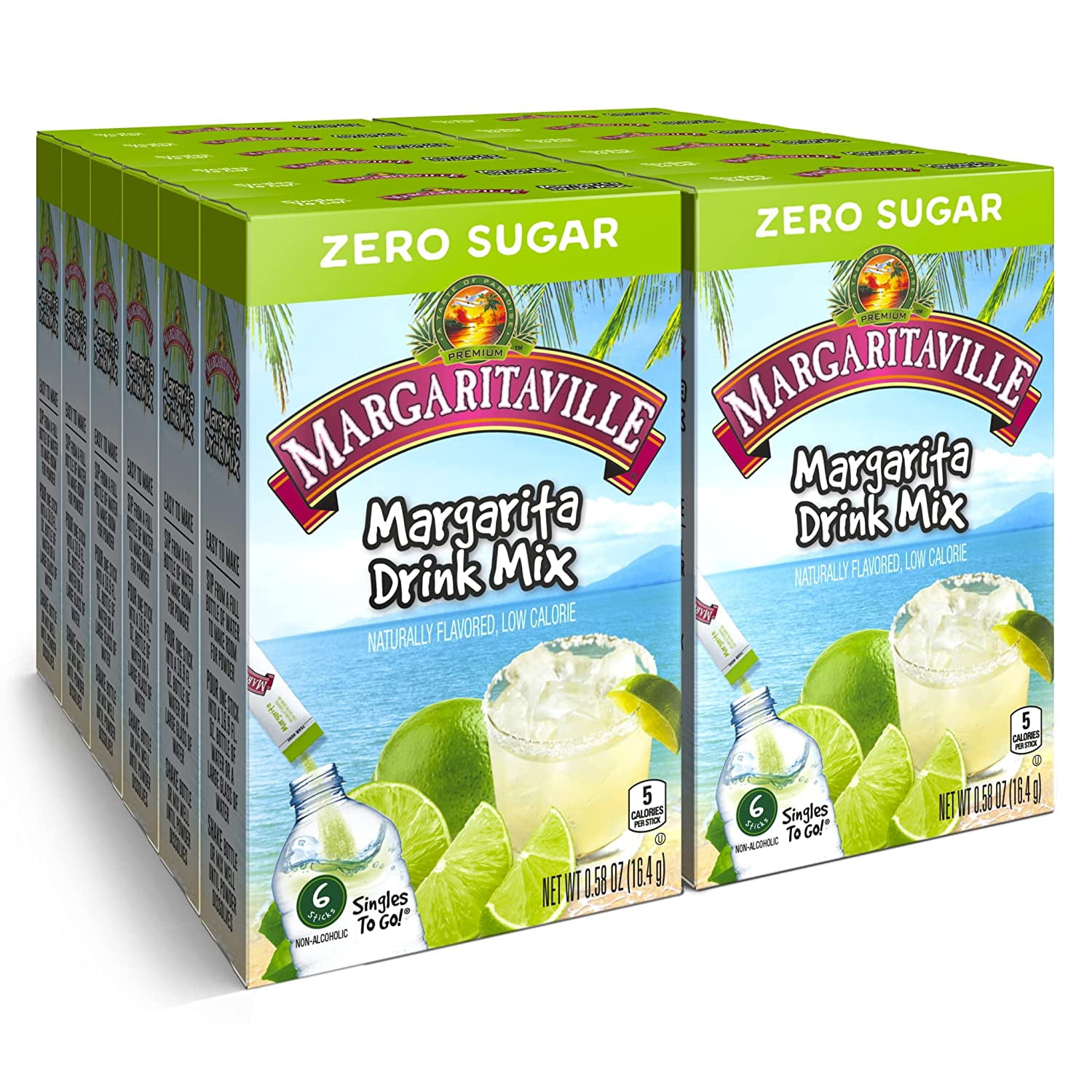 Singles to Go Water Drink Mix - Margarita Flavored, Non-Alcoholic ...