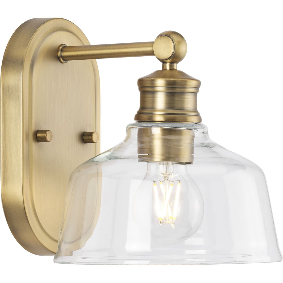 Singleton Collection One-Light 7.62" Vintage Brass Farmhouse Vanity ...