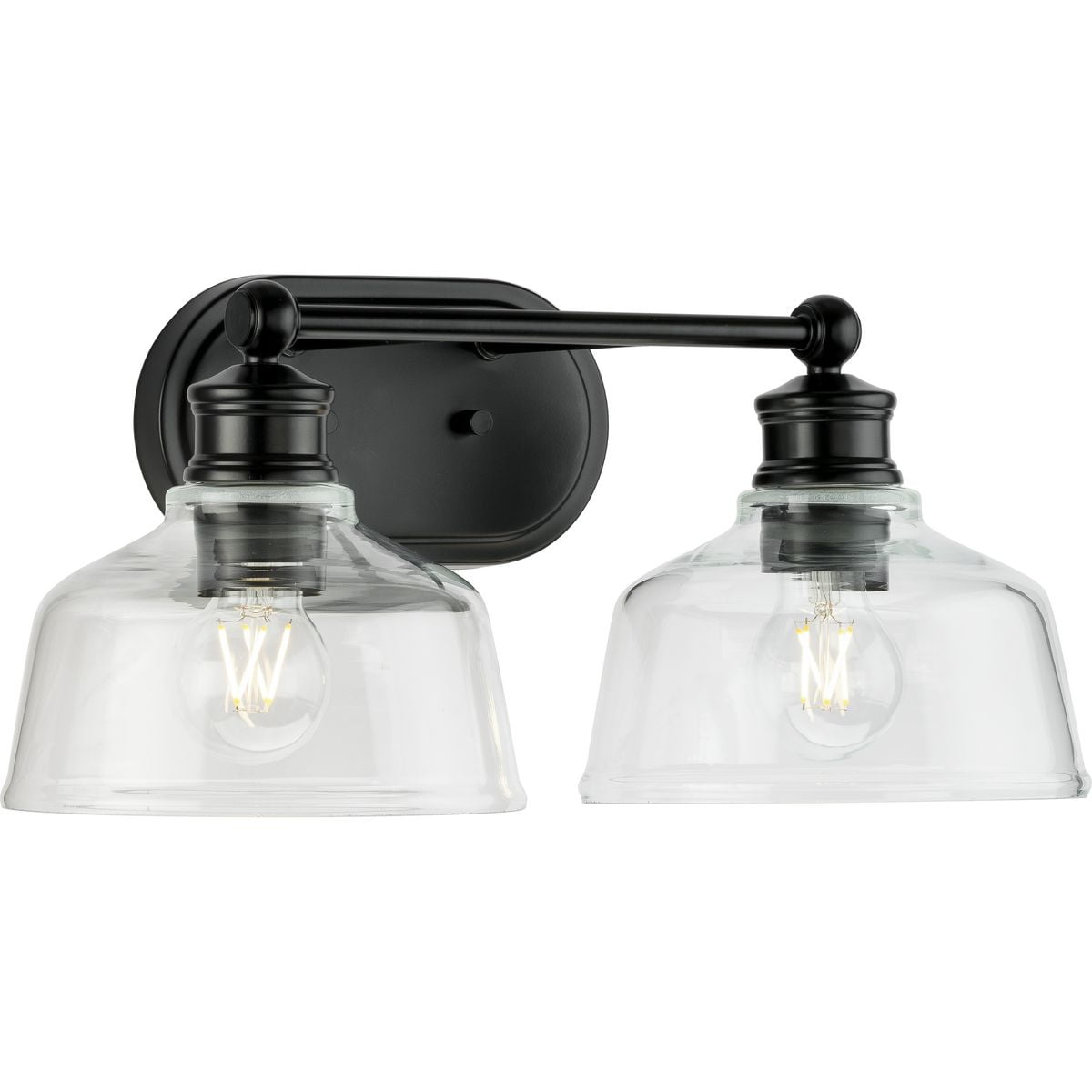 Singleton Collection Two-Light 17" Matte Black Farmhouse Vanity Light ...