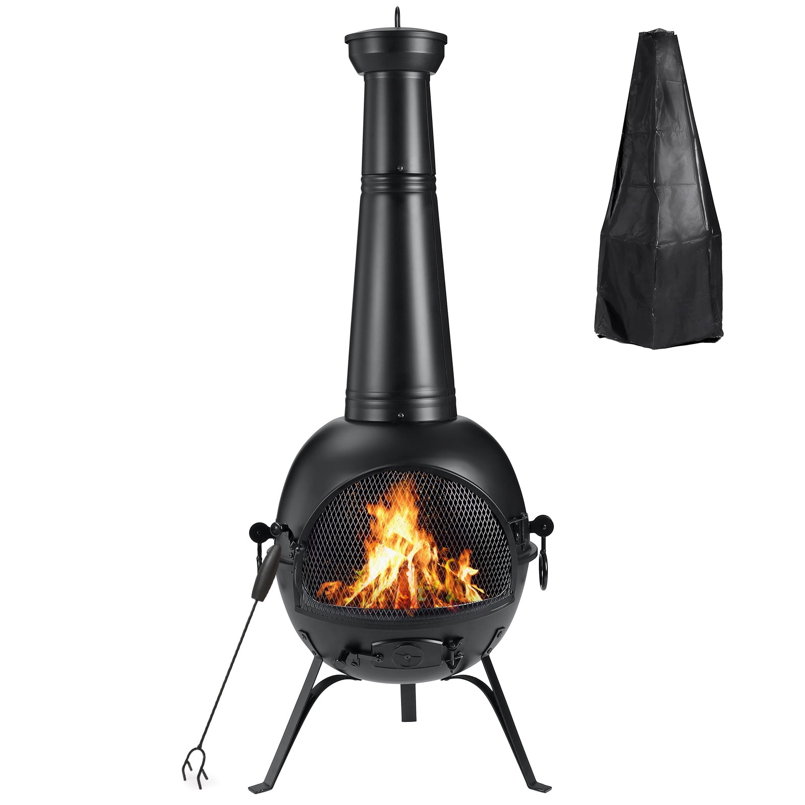 SinglyFire Chiminea Outdoor Fireplace Wood Burning Chimenea Metal cast ...