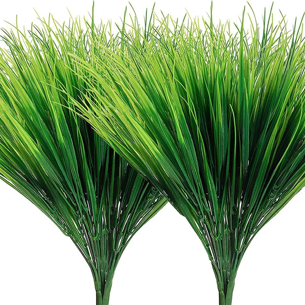 Sinhoon 12 Bundles Artificial Outdoor Plants, Fake Wheat Grass Greenery ...