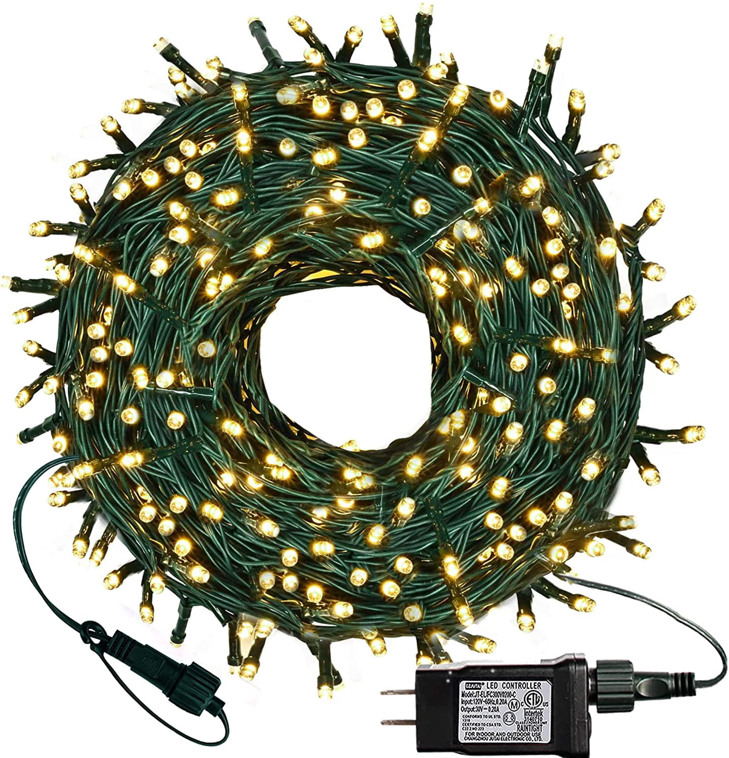 Sinhoon 300 LED Christmas Lights, 99FT Connective Green Wire Fairy ...