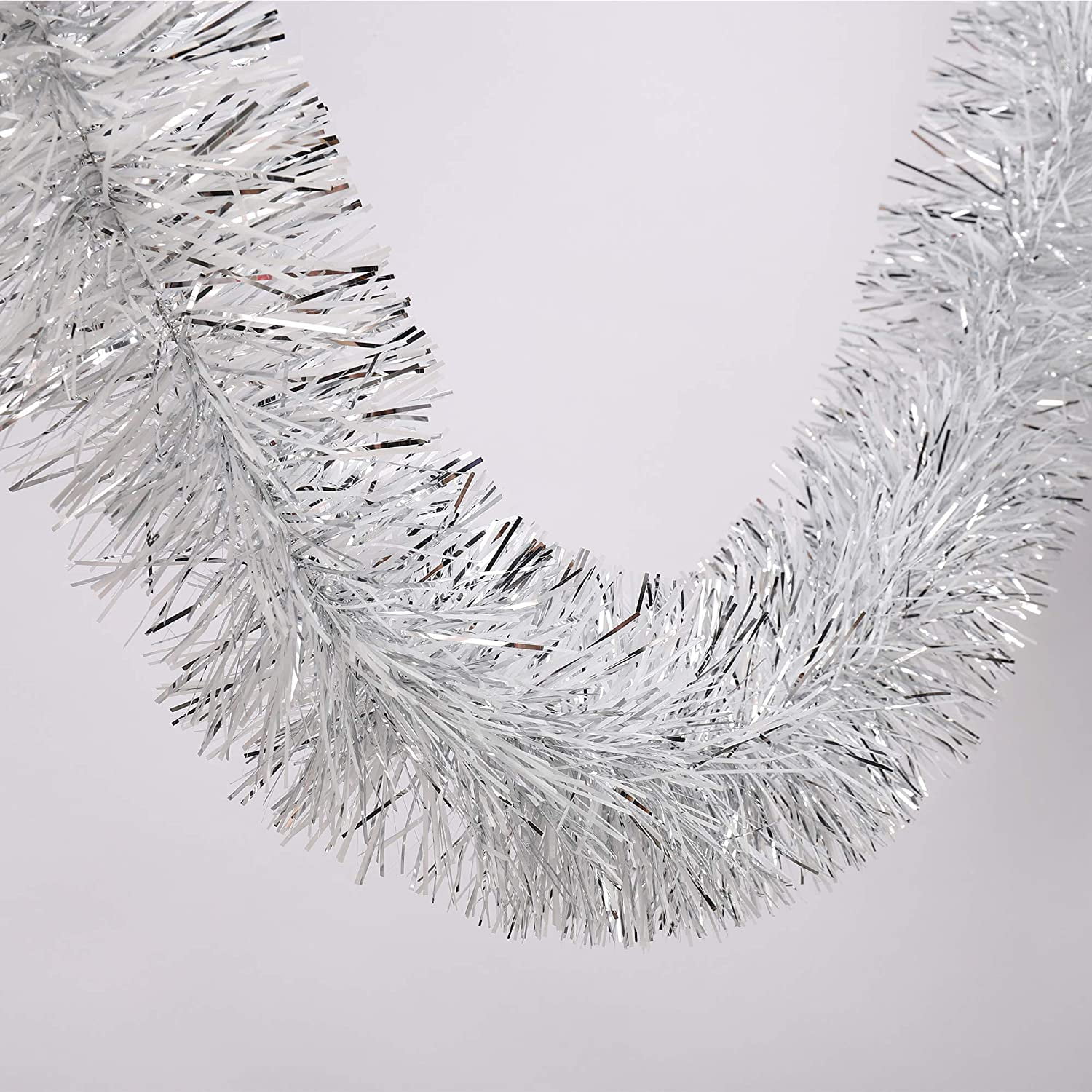 Sinhoon 33 ft Christmas Foil Tinsel Twist Garland, Shiny Metallic Foil ...