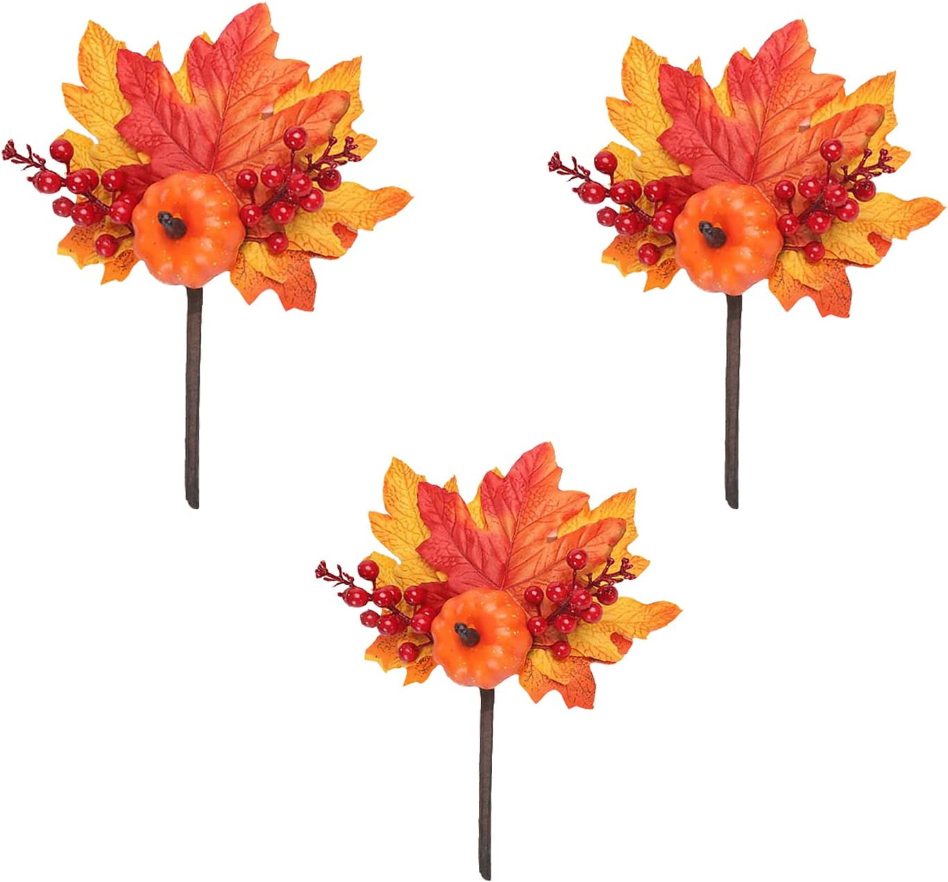 Sinhoon 3pcs Artificial Maple Leaves Branches, 10 in Maple Leaf Stem ...