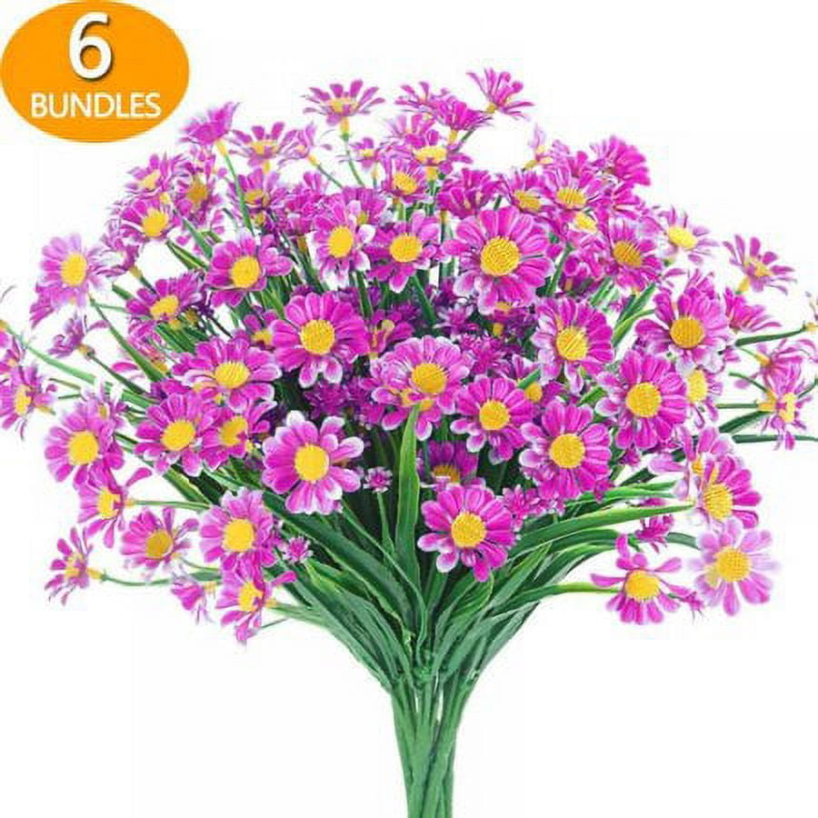 Sinhoon 6 Bundles Artificial Daisy Mums Flowers Outdoor Fake Fall ...