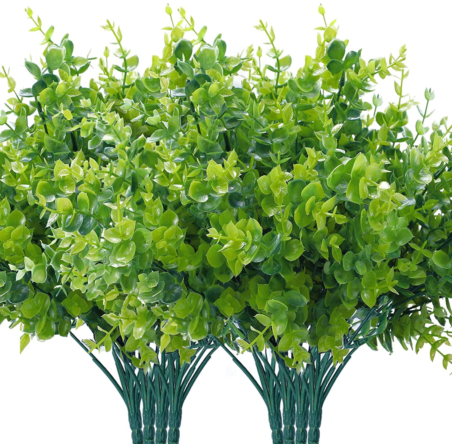 Sinhoon 8 Pack Artificial Boxwood Greenery Plants Bouquets Stems ...