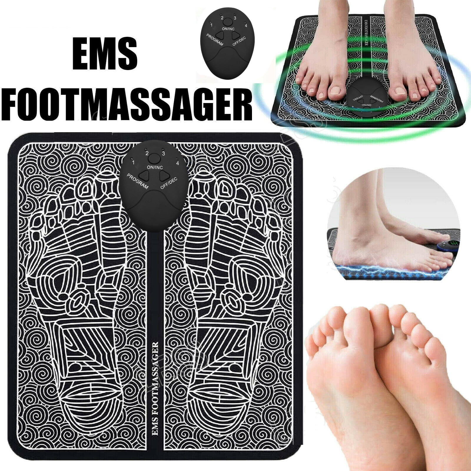 Sinhoon EMS Foot Massager, Electric Stimulator, 6 Modes, 9 Intensity ...