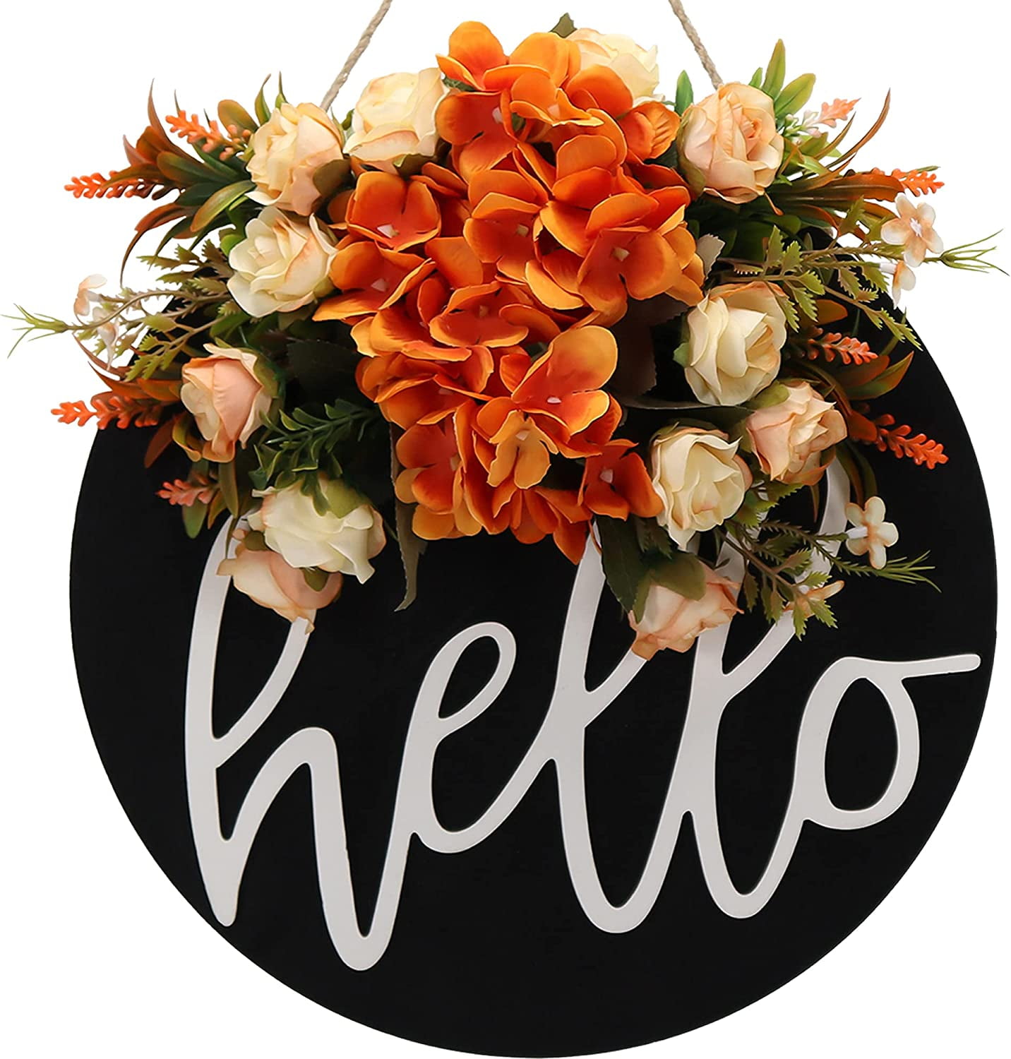 Sinhoon Fall Wreaths for Front Door Decor Hello Sign Spring Summer Fall ...